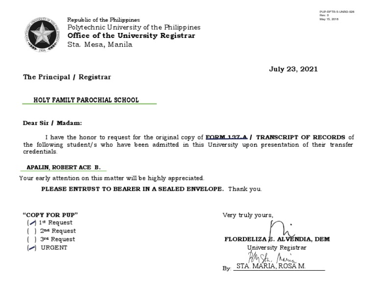 Apalin F137a Request Form | PDF