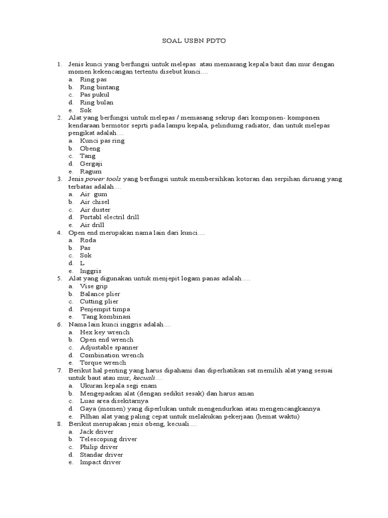Soal Usbn Pdto | PDF