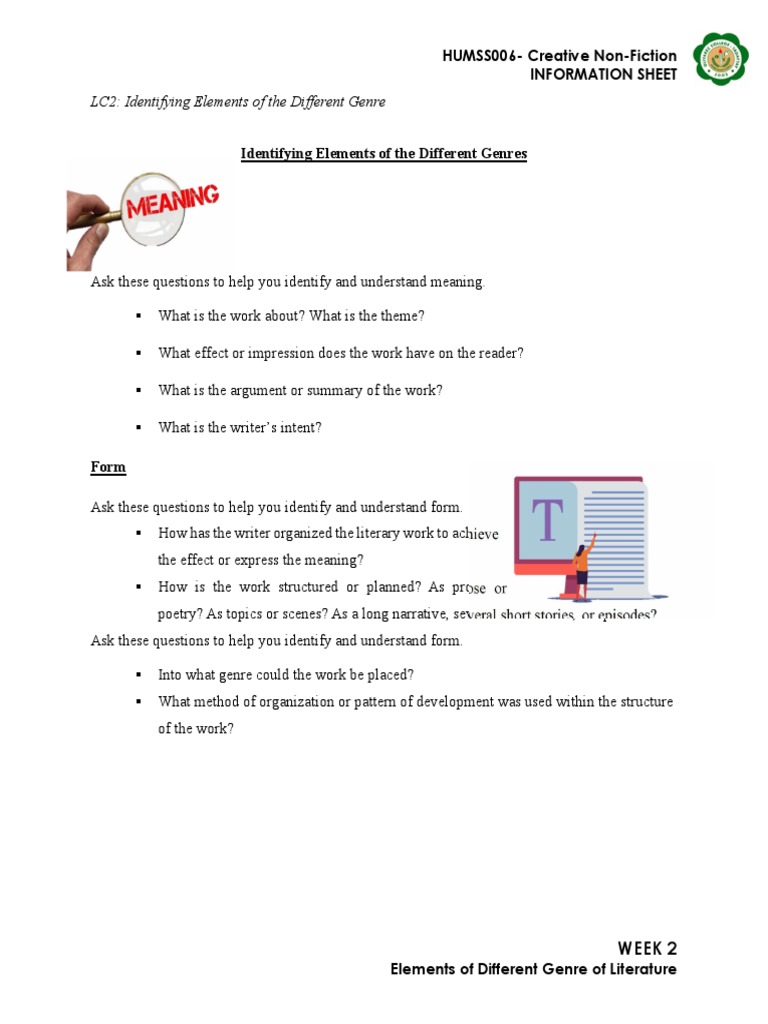 Elements of Literary Genres Explained | PDF | Poetry | Creative Nonfiction