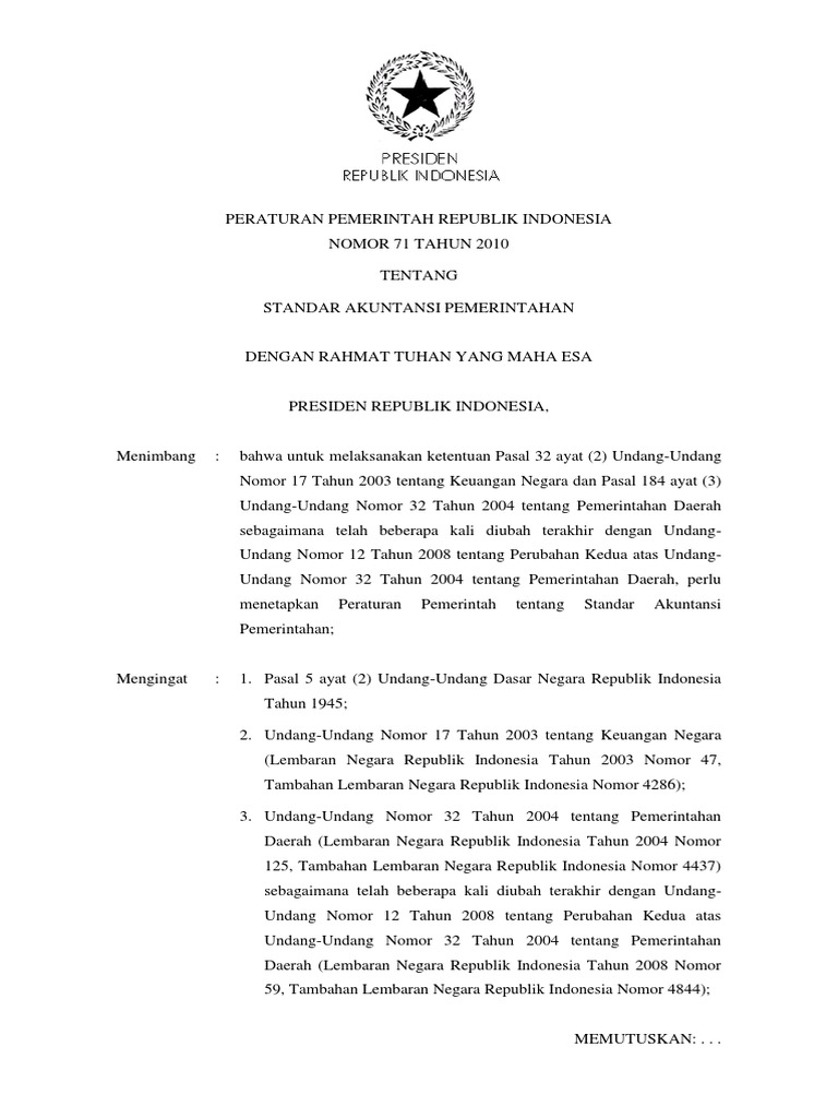 PP 71 Tahun 2010 | PDF