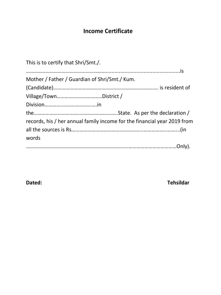 Income Certificate | PDF