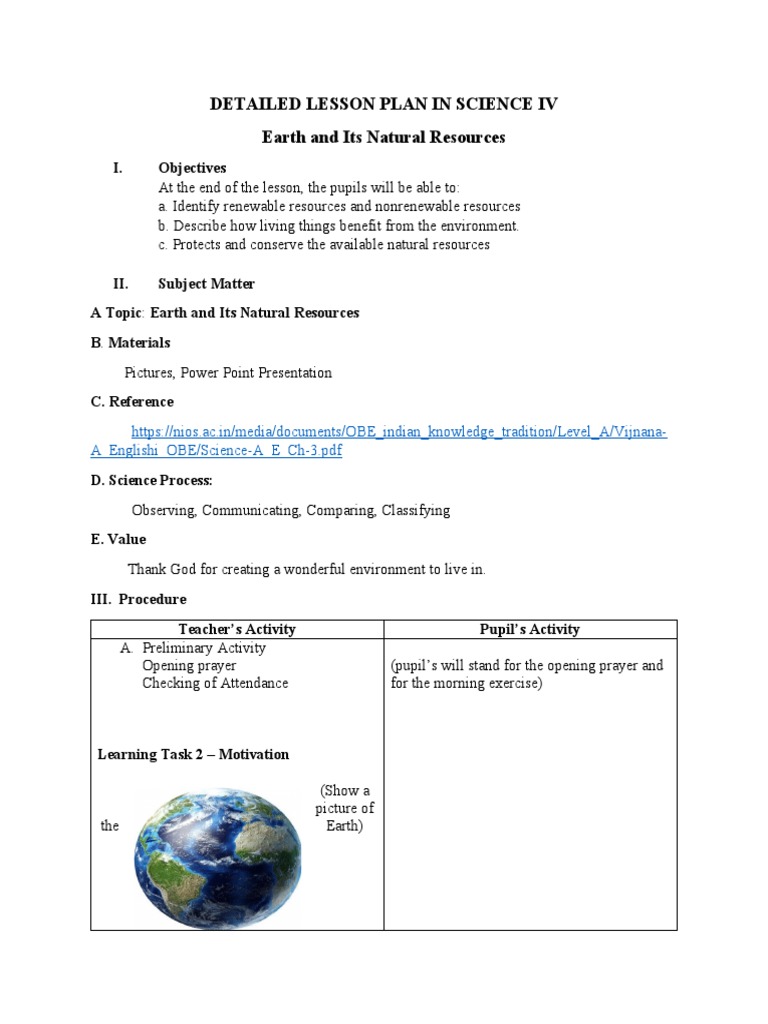 1 A Detailed Lesson Plan in Science Iii | PDF | Resource | Natural ...