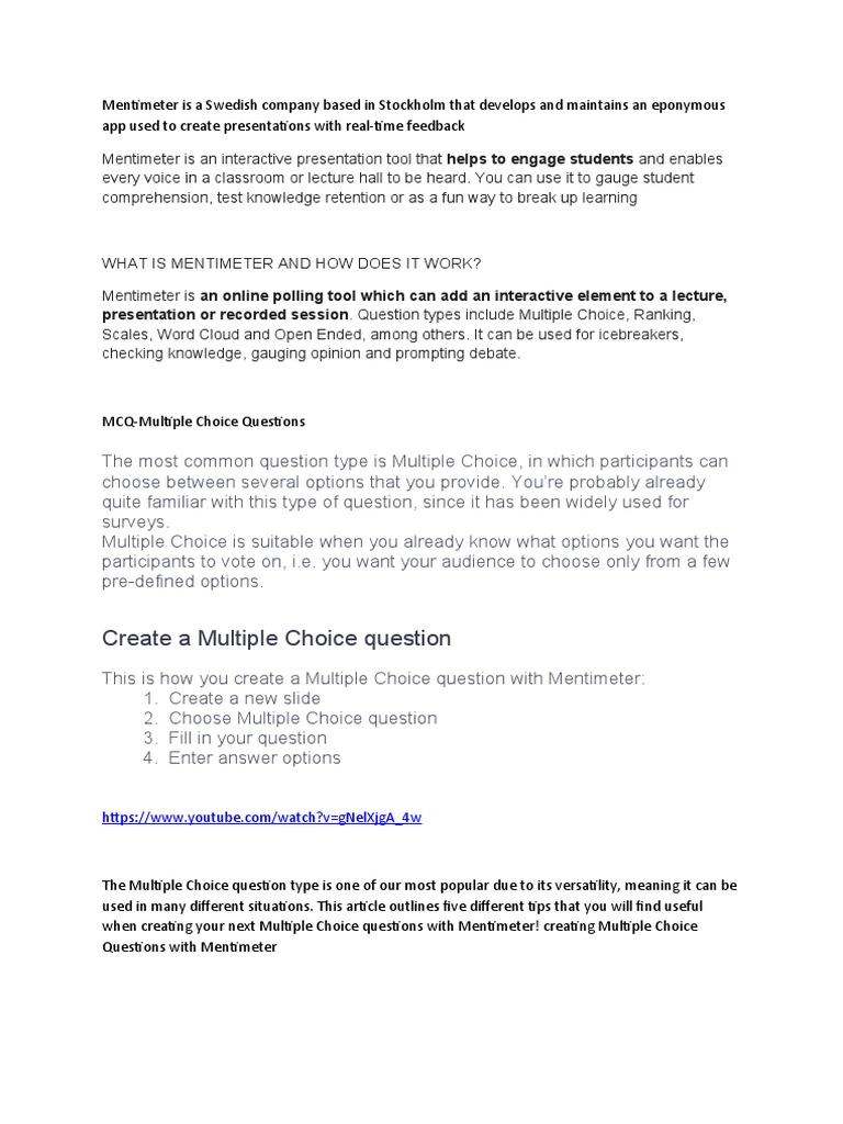 MENTIMETER | PDF | Multiple Choice | Question