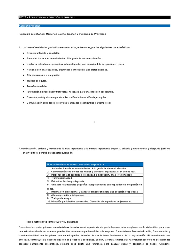 TR026 - Actividad Práctica | PDF | Iniciativa empresarial | Gestión de ...