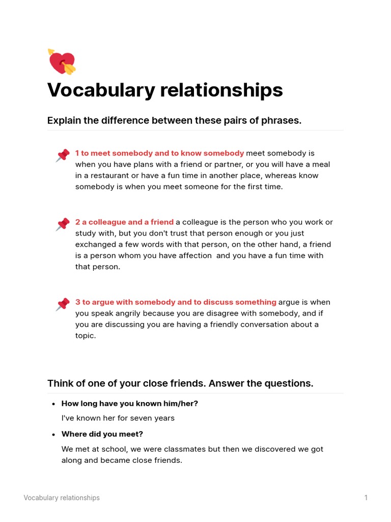 Understanding Relationship Vocabulary | PDF | Language Arts & Discipline
