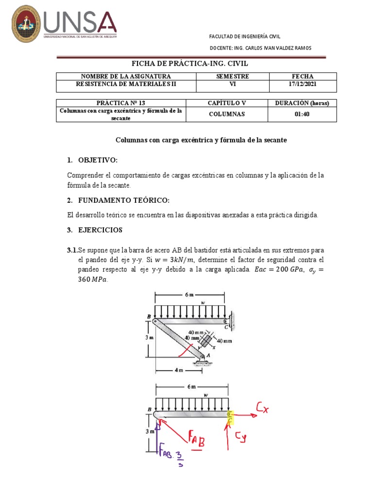 Cargas Excéntricas en Columnas | PDF | Mecánica | Ingeniería de productos químicos