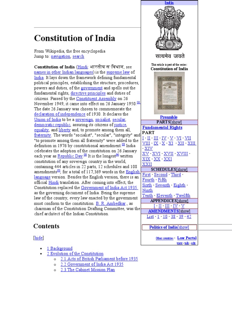 A Summary of the Key Elements and History Behind India's Constitution ...