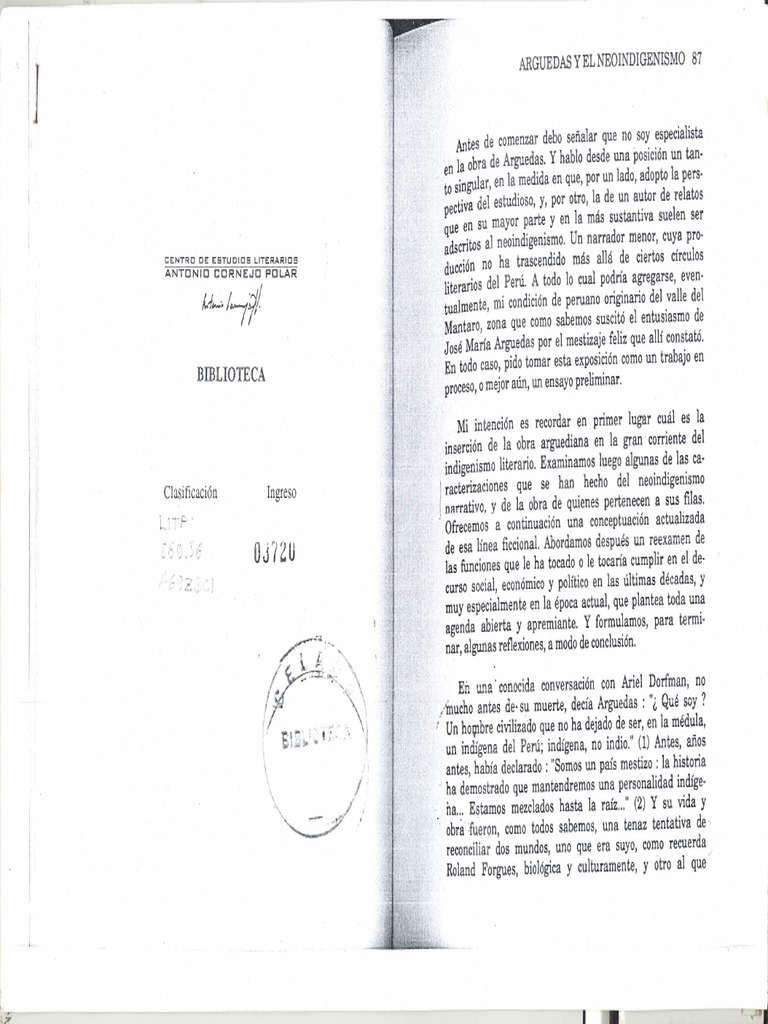 Arguedas y El Neoindigenismo - Edgardo Rivera Martínez | PDF