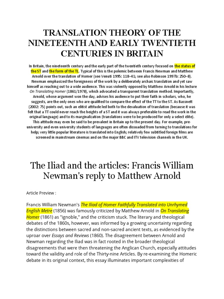 Translation Theory of The Nineteenth and Early Twentieth Centuries in ...