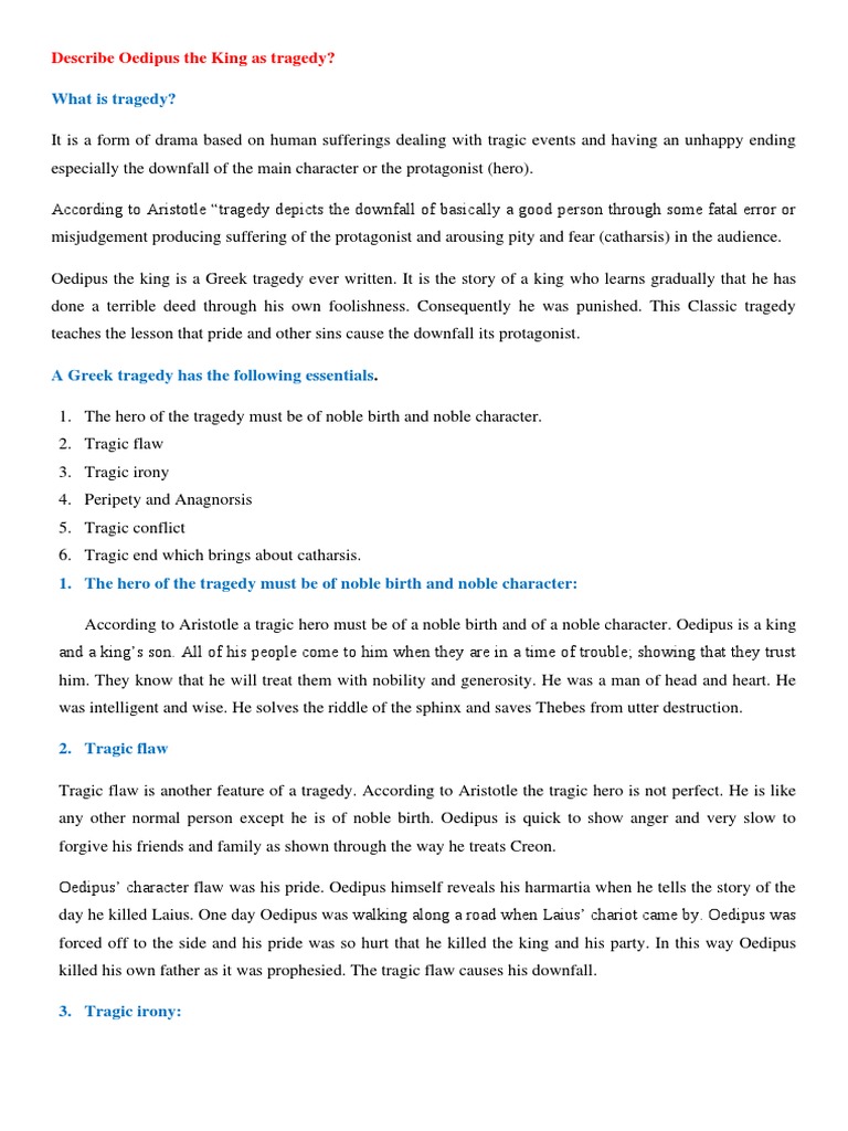 Oedipus The King As A Tragedy | PDF | Tragedy