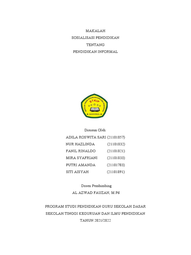 Pengertian dan Ciri Pendidikan Informal | PDF
