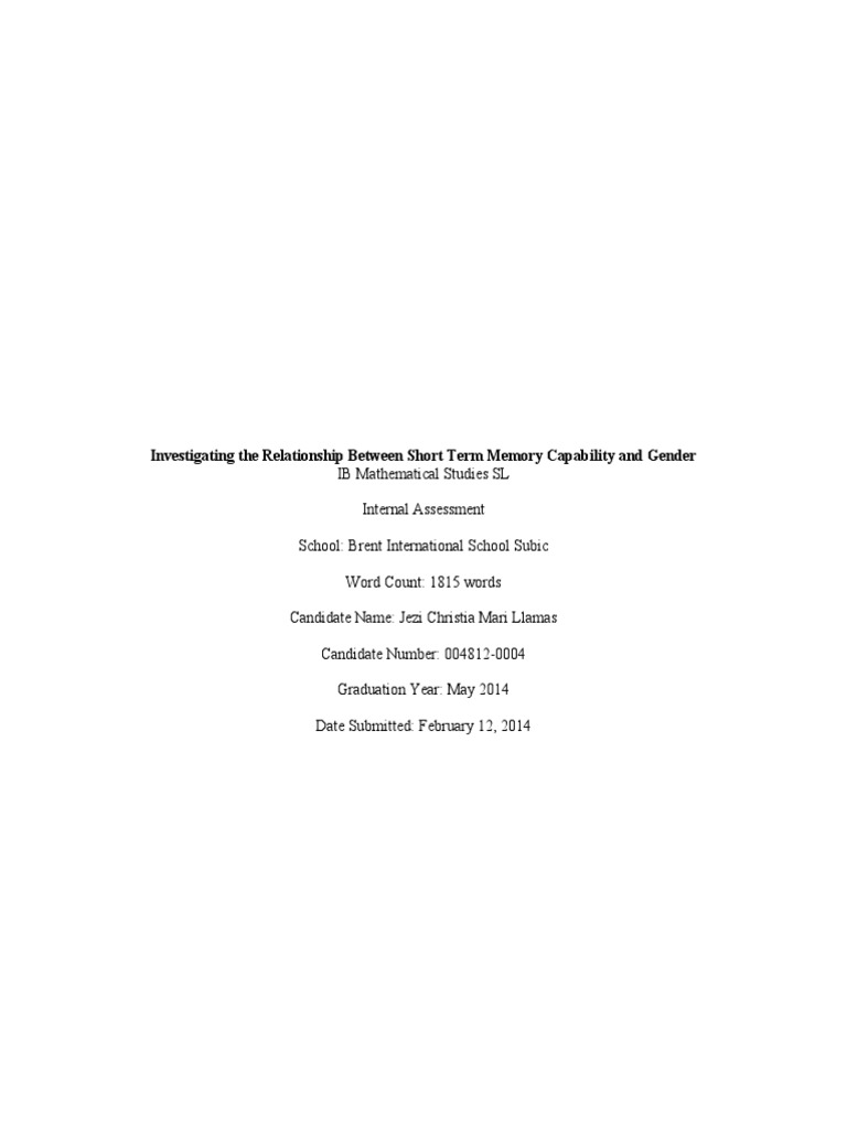 Investigating The Relationship Between Short Term Memory Capability and ...
