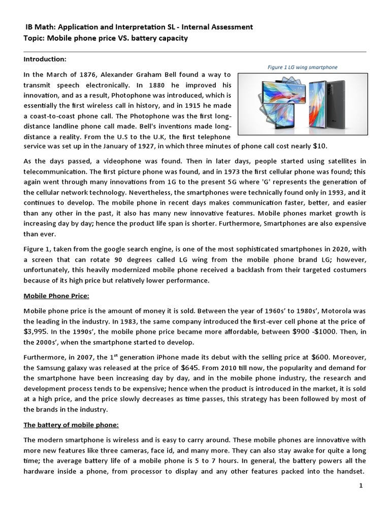 IB Math: Application and Interpretation SL - Internal Assessment Topic ...