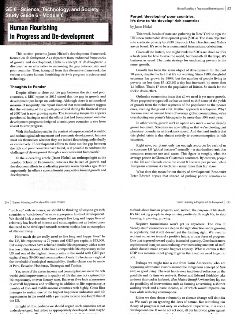 SG 6 - Module 6 - Human Flourishing in Progress and de Development | PDF