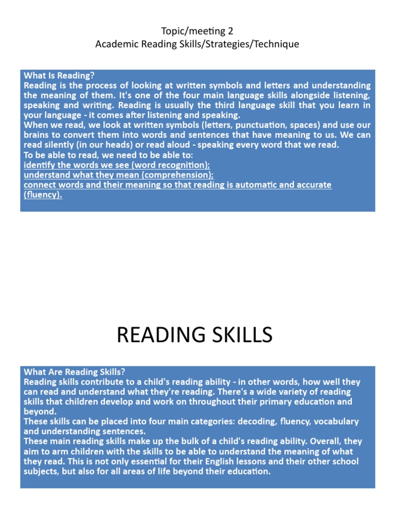 Topic2 Meeting 2 | Download Free PDF | Reading Comprehension | Fluency