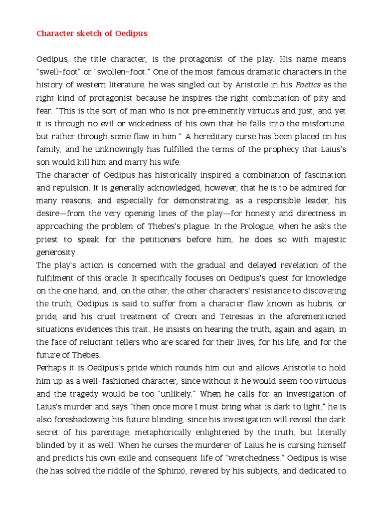 Oedipus: A Character Analysis | PDF | Oedipus