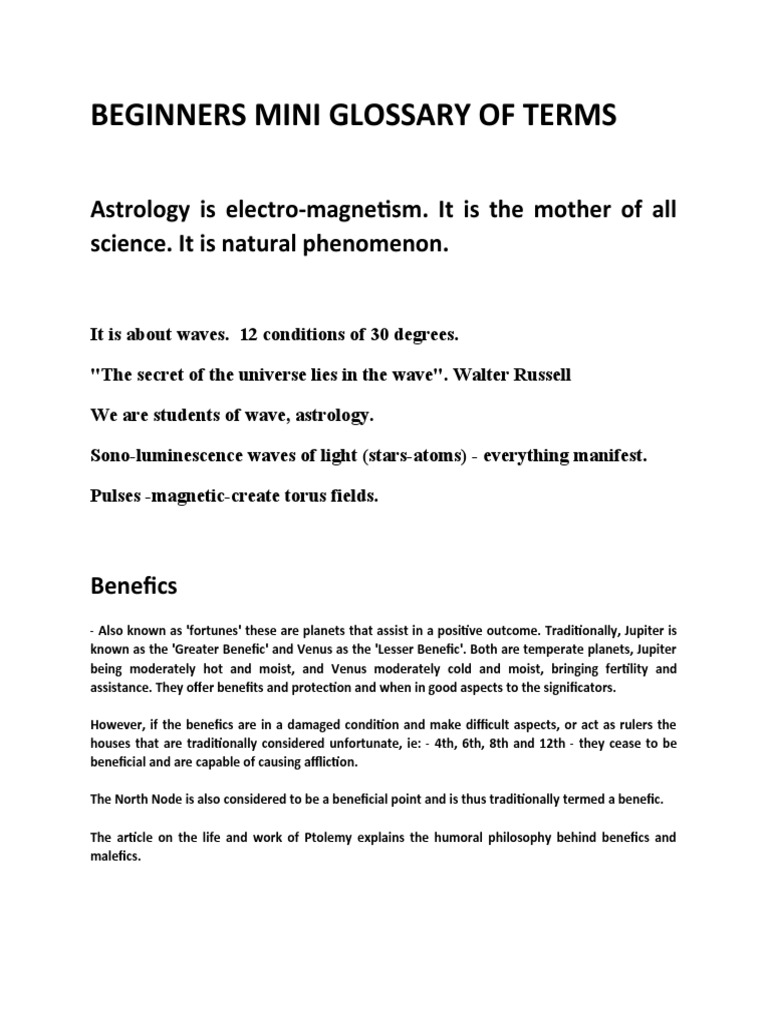 Astrology Terms for Beginners | PDF | Zodiac | Astrological Sign