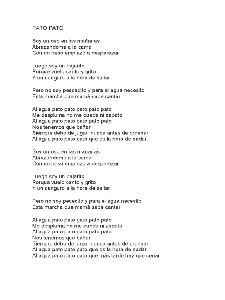 Letra de Pato Pato | PDF