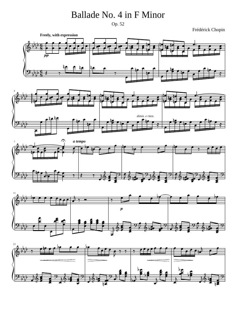 Chopin Ballade No. 4 Piano | PDF | Compositions | Public Domain Music