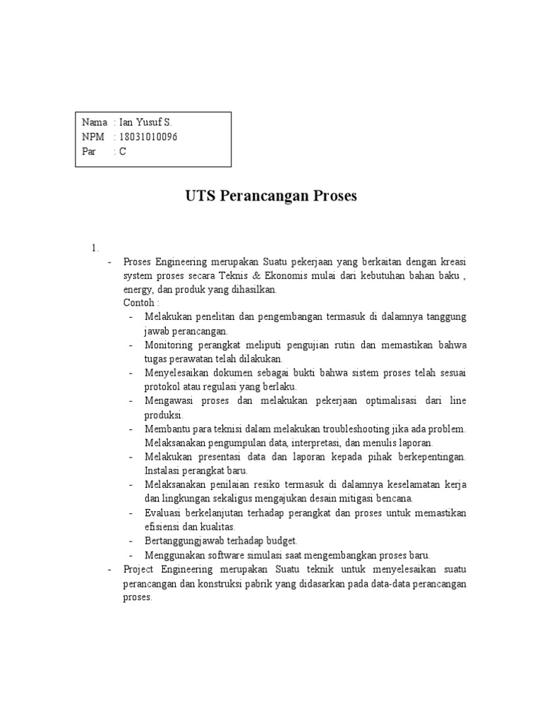 UTS Perancangan Proses | PDF