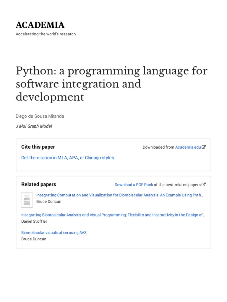 Python: A Programming Language For So Ware Integration and Development ...