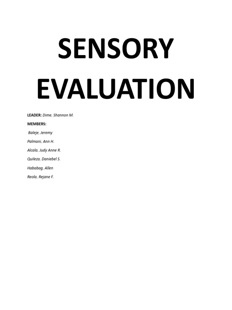 Sensory Evaluation | PDF | Senses | Taste