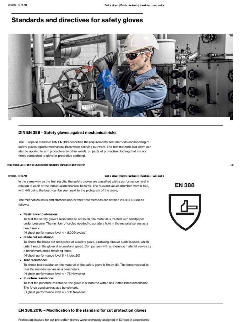 Guidelines Safety Gloves Code Standards | PDF | Electrostatic Discharge ...