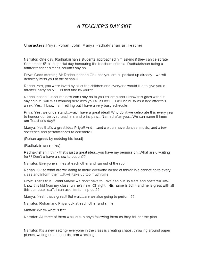 Teachers' Day Skit. | PDF