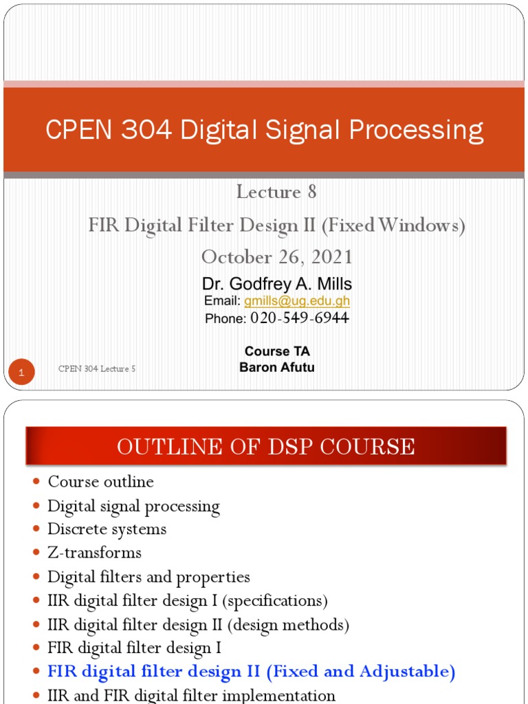 CPEN 304 L08 - 1 - FIR Filter Design 2 | Download Free PDF | Digital Signal Processing | Filter ...