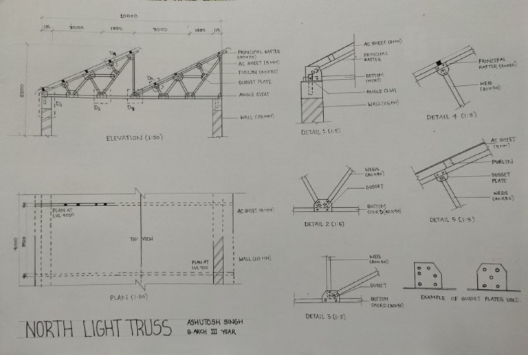 North Light Truss: PURLIN (40XB0) Bott O | PDF | Truss | Architectural ...