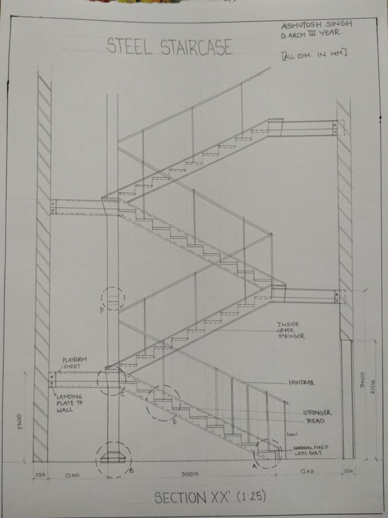 Steel Staircase: Section XX | PDF | Stairs | Garden Features