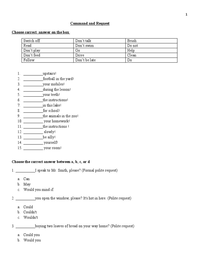 Soal Latihan Command and Request | PDF