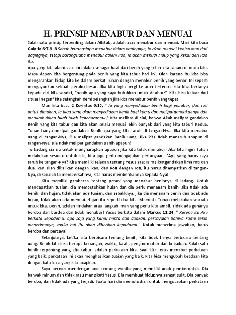 Prinsip Menabur dan Menuai dalam Alkitab | PDF | Agama & Spiritualitas