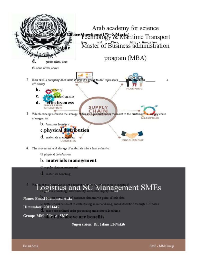 Exam Midterm - Emad Mohamed Attia Supply Chain | PDF | Logistics ... Exam Midterm - Emad Mohamed Attia Supply Chain | PDF | Logistics ...