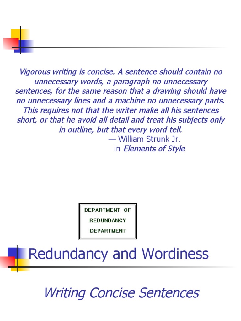 Redundancy and Wordiness | PDF | Sentence (Linguistics) | Semiotics