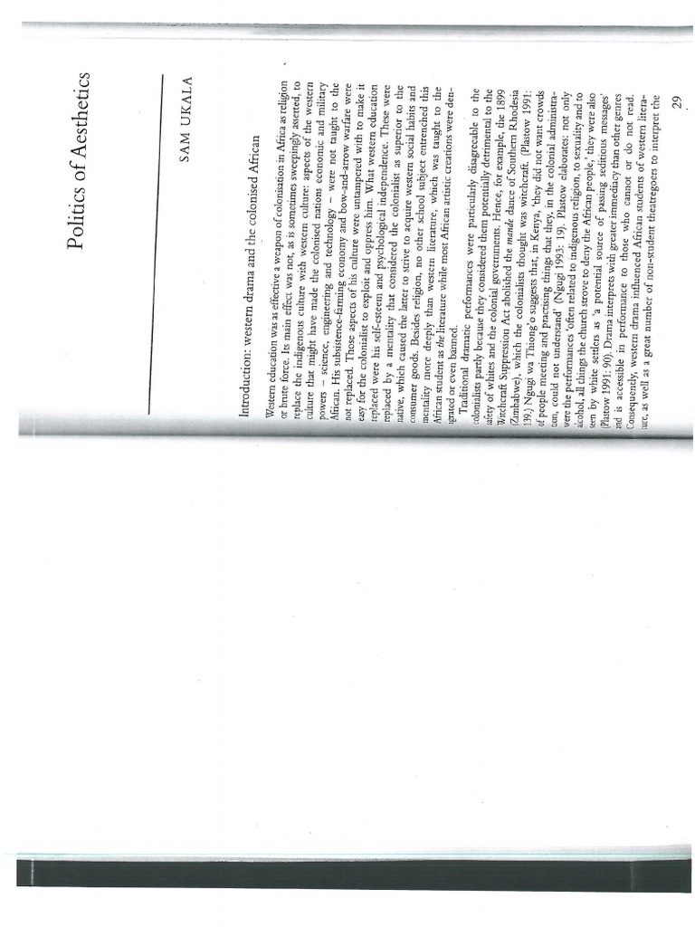 Sam Ukala The Politics of Aesthetics | PDF