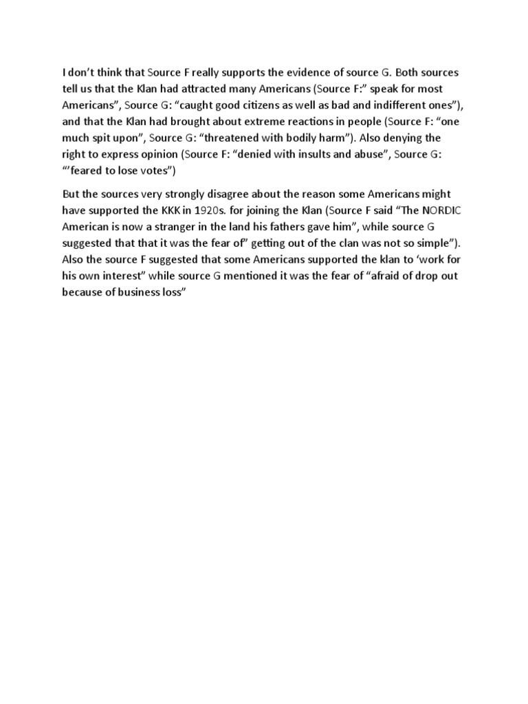 IGCSE The USA History KKK Question | PDF