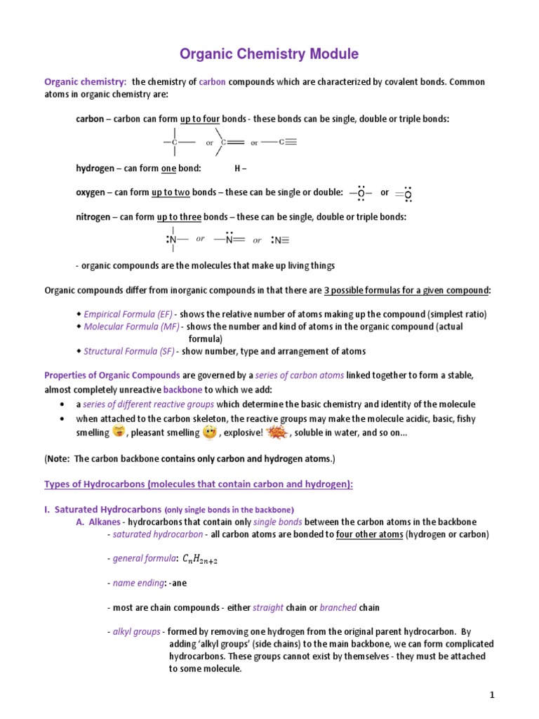 Organic Chemistry Module (Part 1) | PDF | Alkane | Isomer