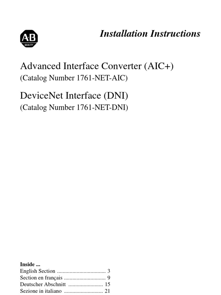 Advanced Interface Converter (AIC+) : Installation Instructions | PDF ...