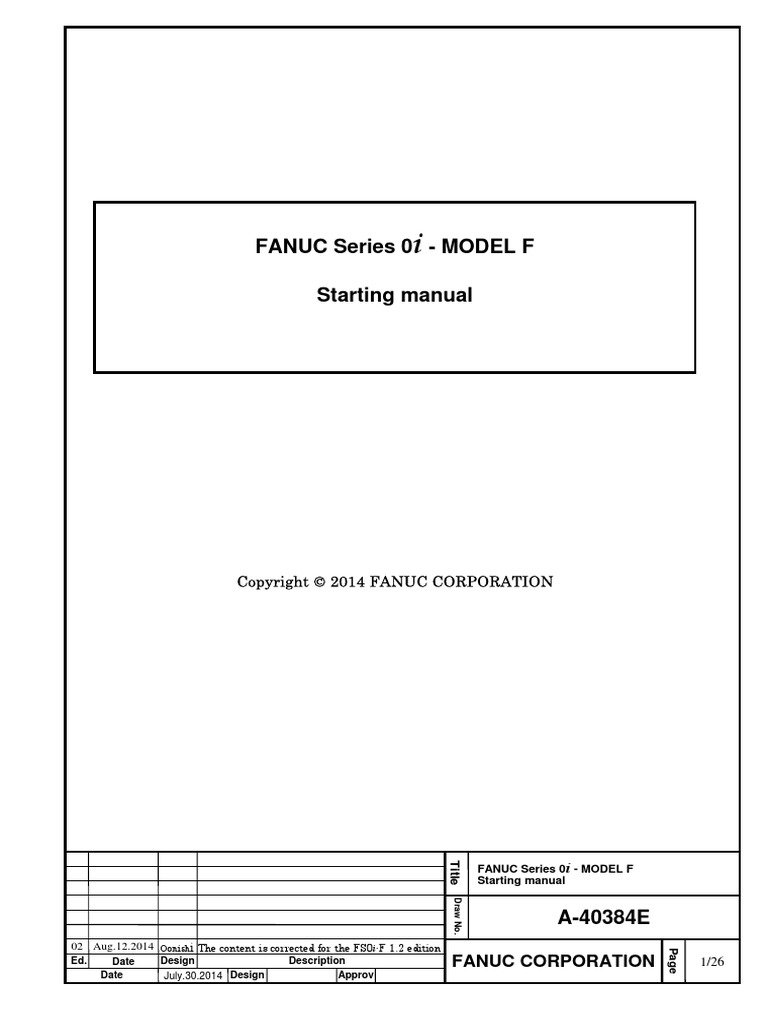 A-40384EN 0i-F Starting Manual | PDF | Parameter (Computer Programming) | Numerical Control