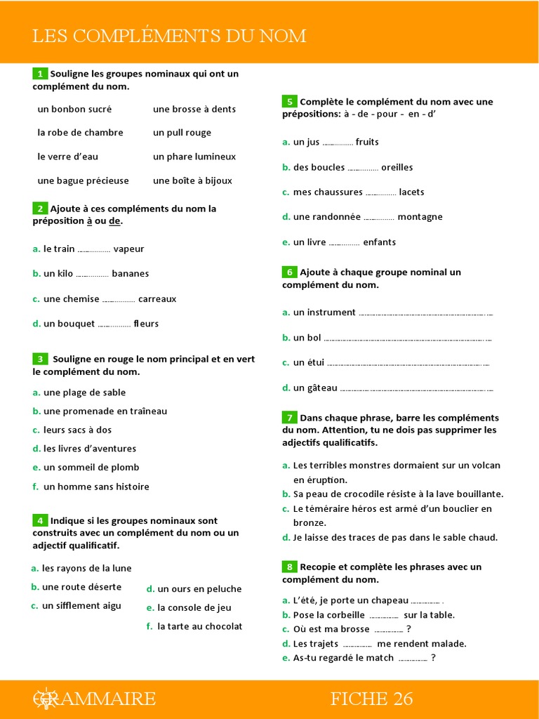Les Complements Du Nom | PDF | Syntaxe | Linguistique
