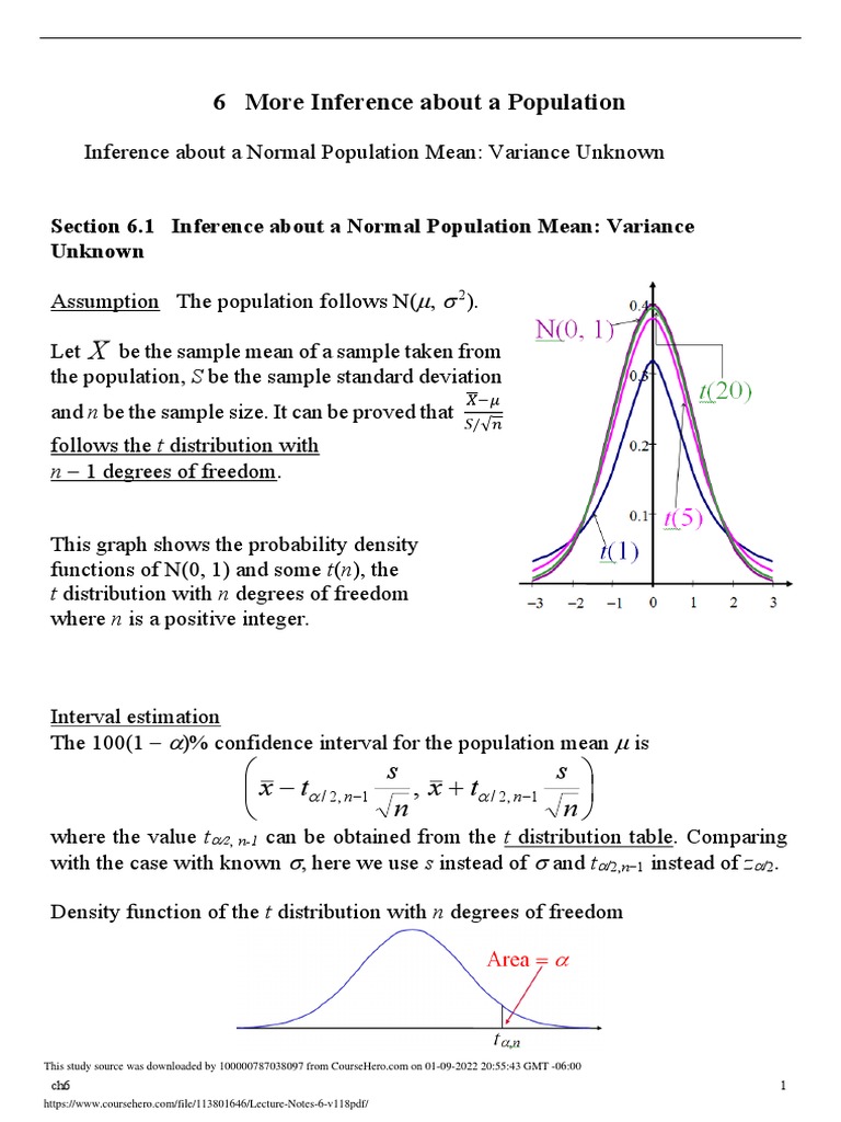 Lecture Notes 6 v118 PDF | PDF | Confidence Interval | Statistical ...