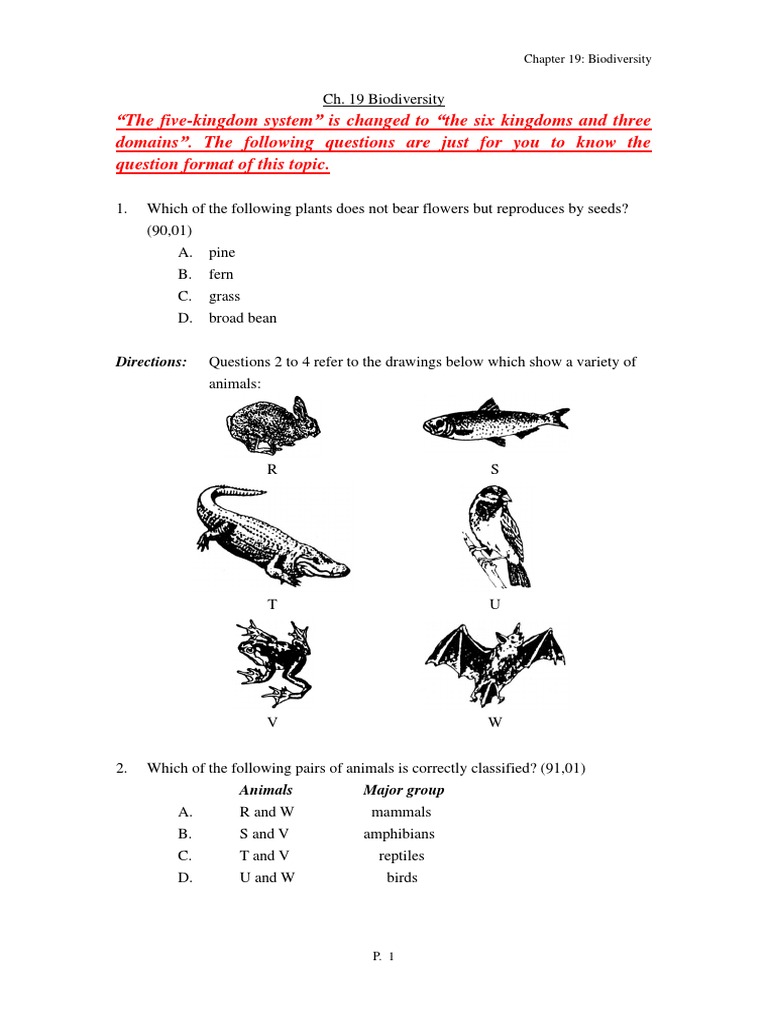 Biodiversity Classification Quiz | PDF | Plants | Cell (Biology)