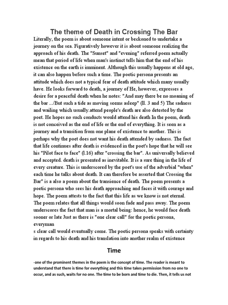 Crossing The Bar's Themes | PDF | Poetry
