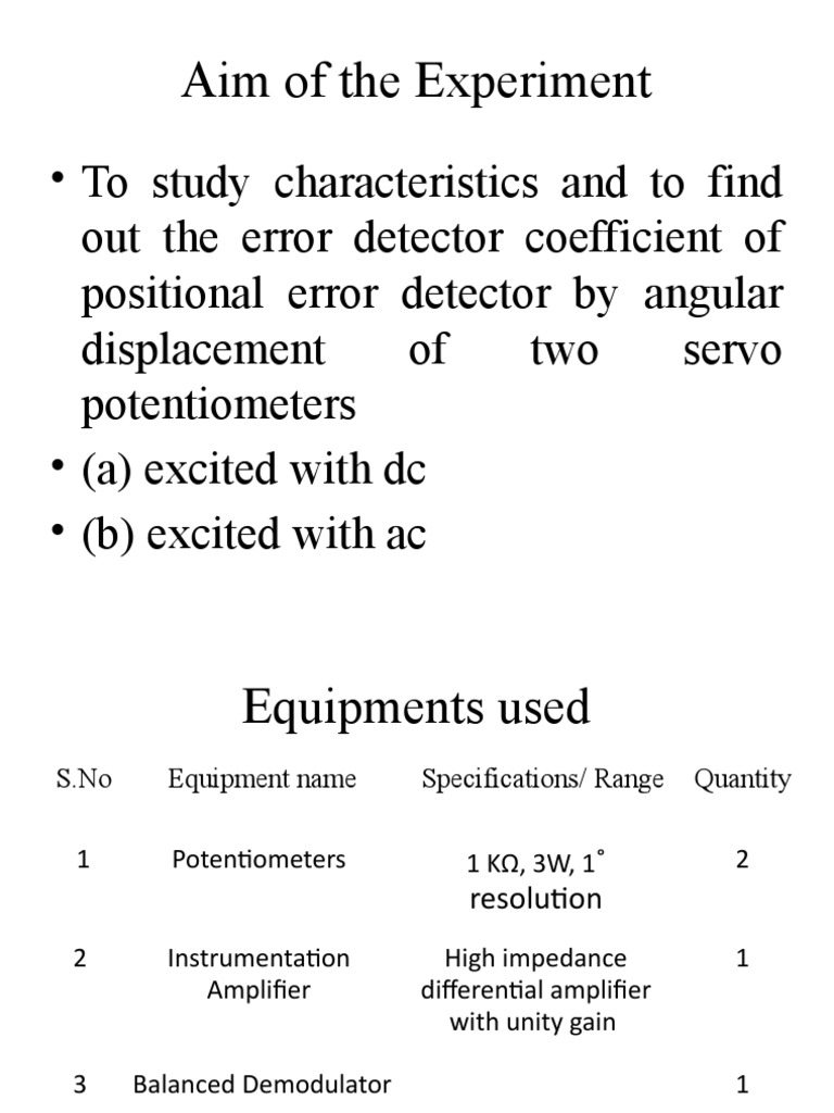 Potentiometric Error Detector | PDF | Amplifier | Detector (Radio)