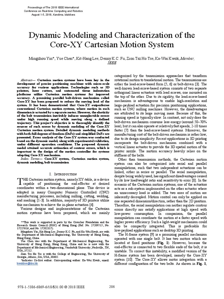 Dynamic Modeling and Characterization of The Core-XY Cartesian Motion ...