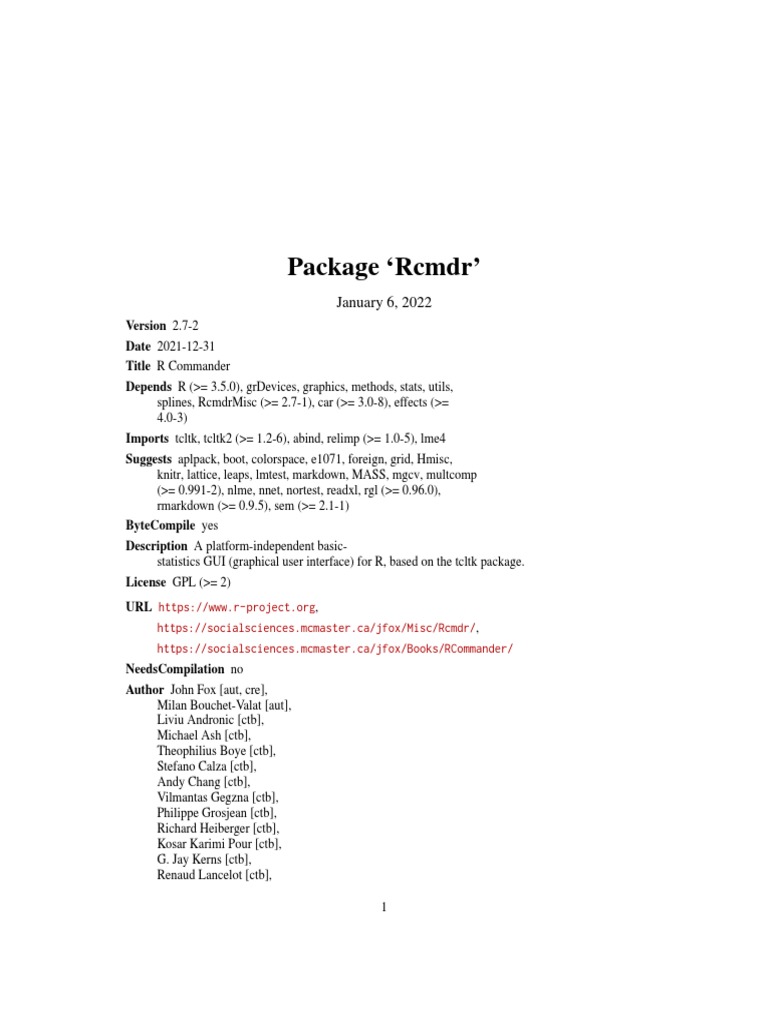 Package RCMDR': January 6, 2022 | Download Free PDF | Factor Analysis ...