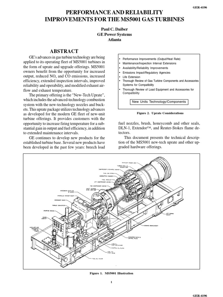 Performance and Reliability Improvements For The Ms5001 Gas Turbines ...