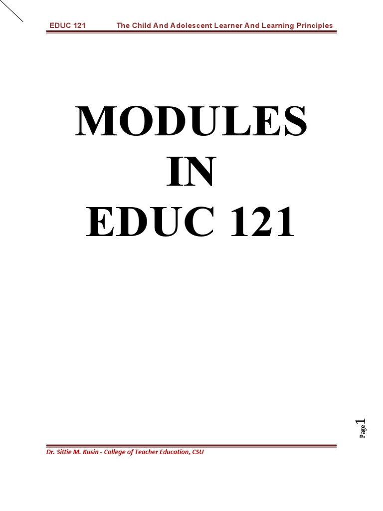Educ 121 NEW MODULES | PDF | Learning | Motivational