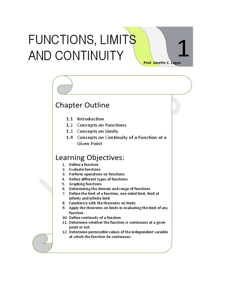 Exploring the Fundamental Concepts of Functions, Limits, and Continuity | PDF | Function ...